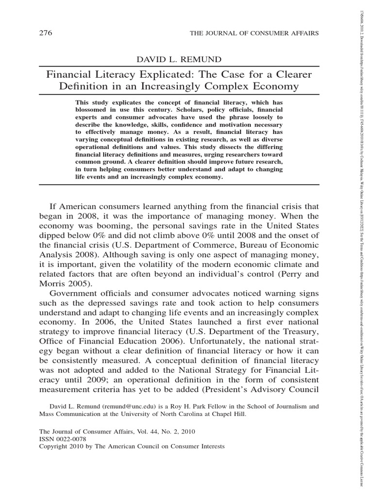 Journal of Consumer Affairs - 2010 - REMUND - Financial Literacy ...