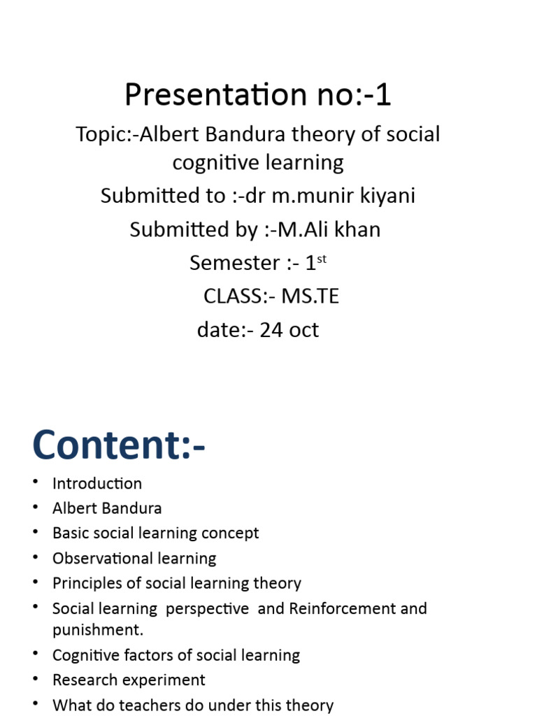 Bandura's Social Learning Theory Explained | PDF