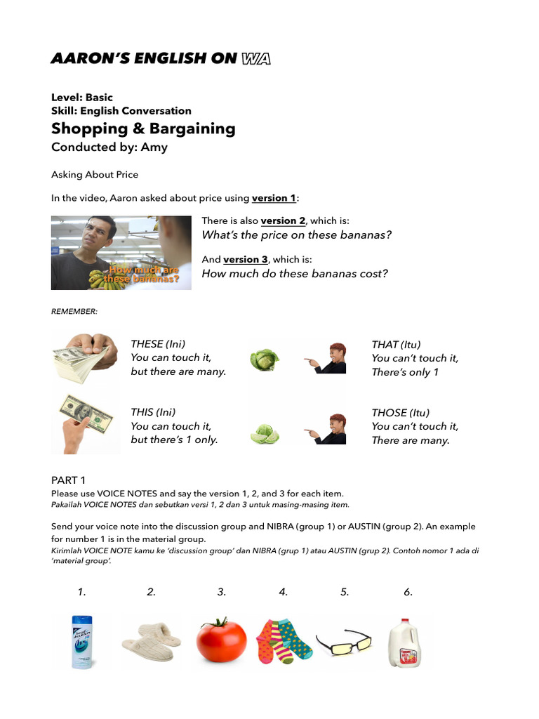 Shopping & Bargaining in English (Part 1) | PDF
