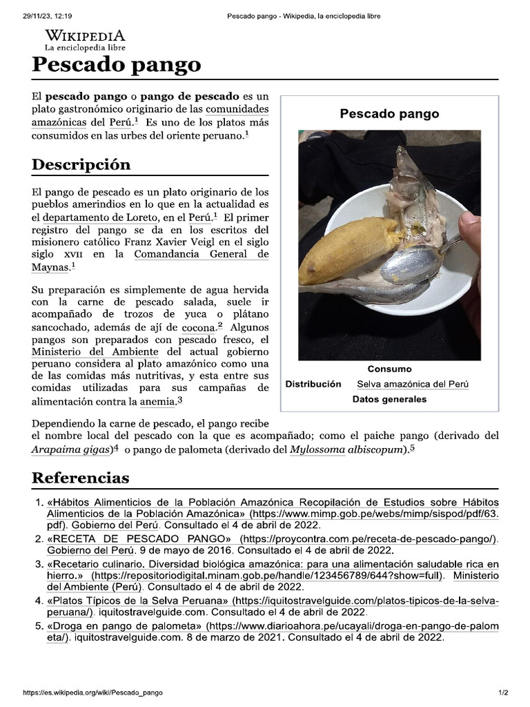 Pescado Pango - Wikipedia, La Enciclopedia Libre | PDF