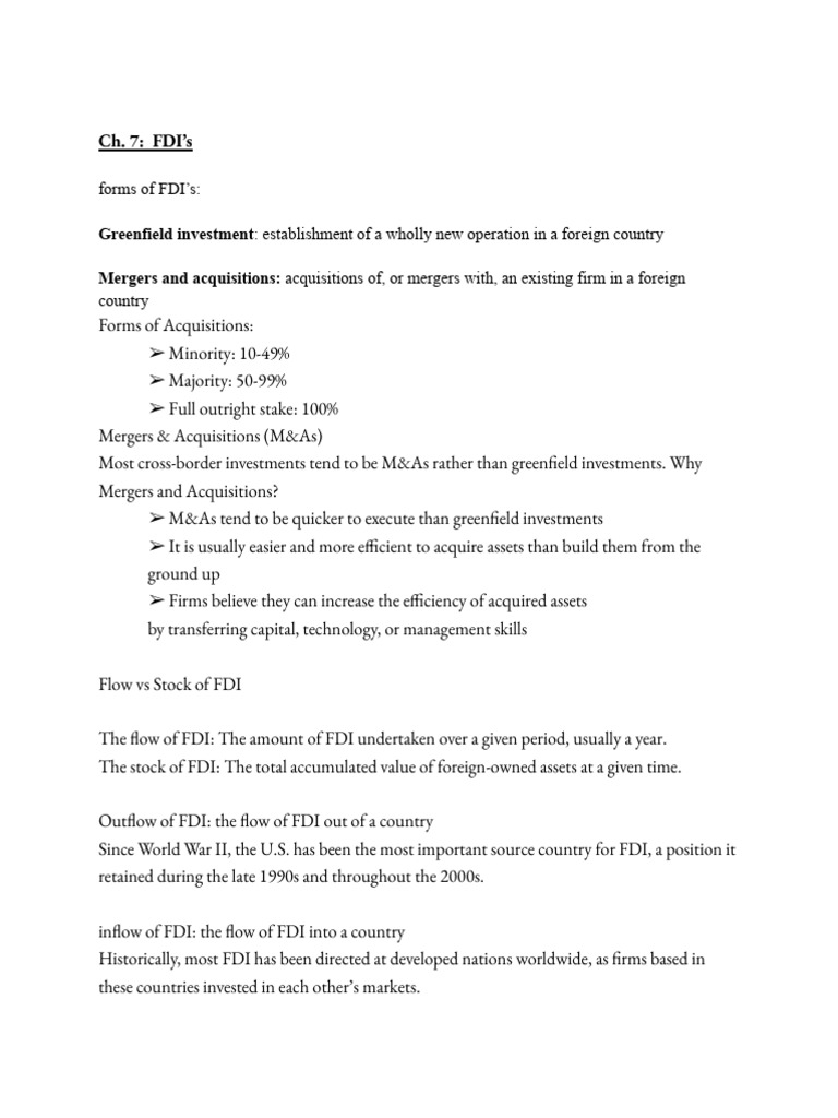 CH 7 BUSI1701 | PDF | Foreign Direct Investment | License