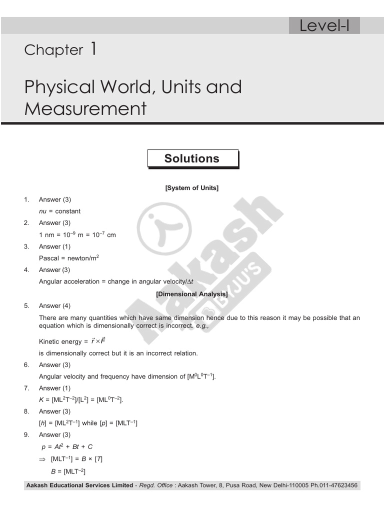 CLS - ENG 21 22 XIII - Phy - Target 1 - Level 1 - Chapter 1 | PDF | Significant Figures ...