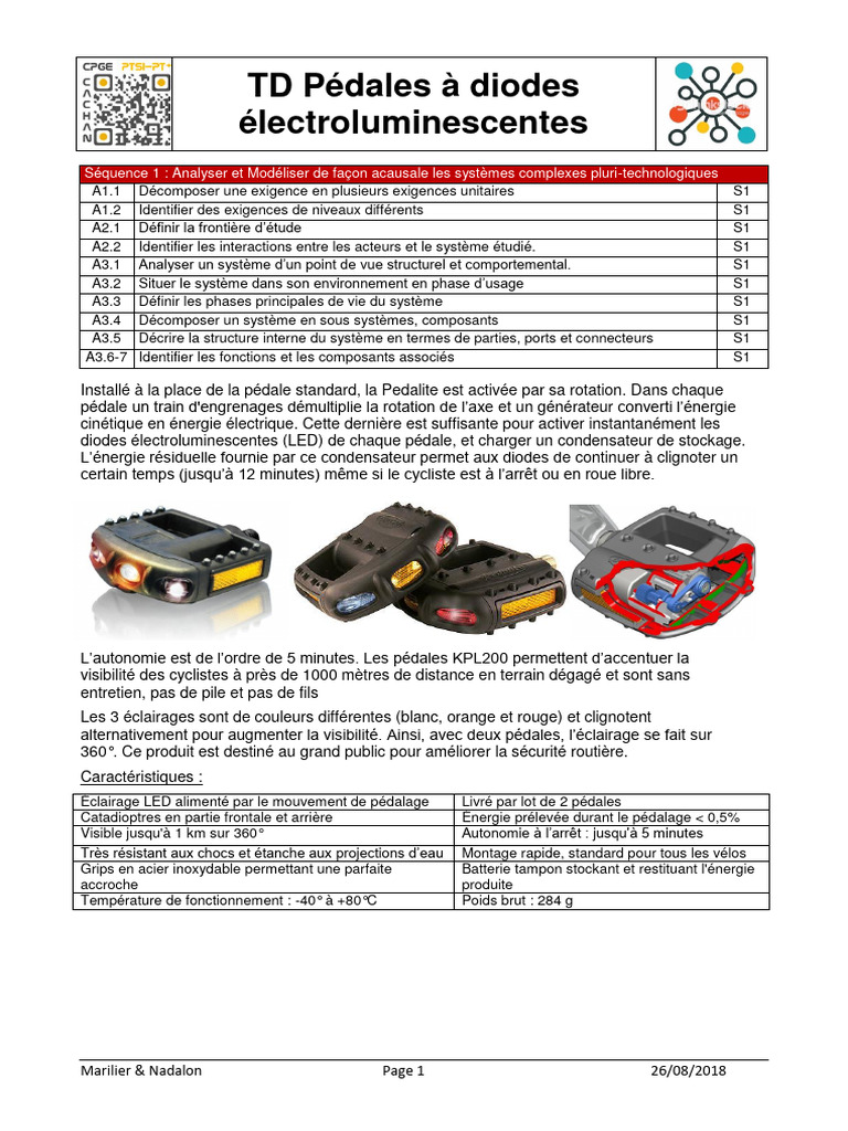 PTSI TD2 Sysml Pedalite | PDF