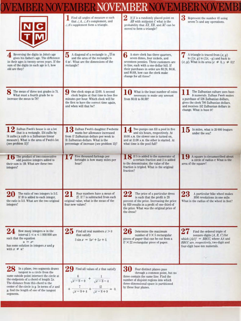 1989 - 11 - Calendar Problems | PDF