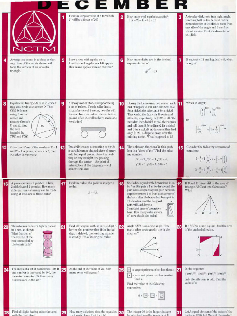 1996 - 12 - Calendar Problems | PDF