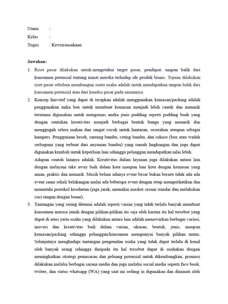 Tugas Kewirausahaan Dilla | PDF