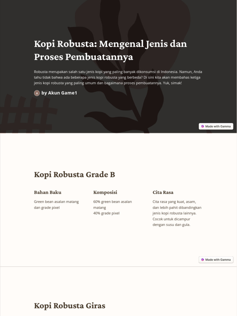 Kopi Robusta Mengenal Jenis Dan Proses Pembuatannya | PDF