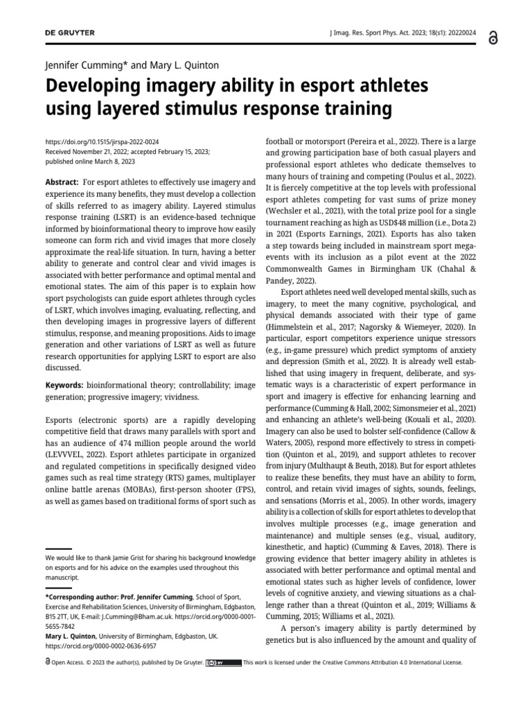 Developing Imagery Ability in Esport Athletes Usin | PDF