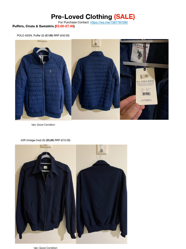 Pre-Loved Clothing Sale: Puffers & Coats | PDF