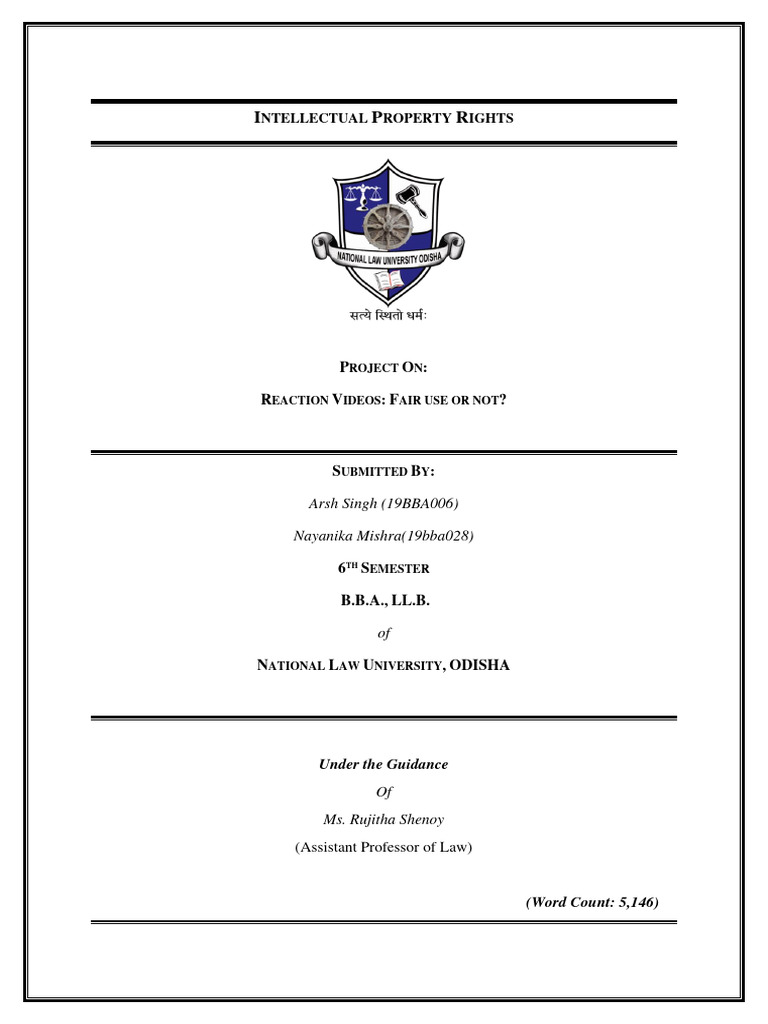 19bba006 - 19bba028 - IPR Project | PDF | Fair Use | Fair Dealing