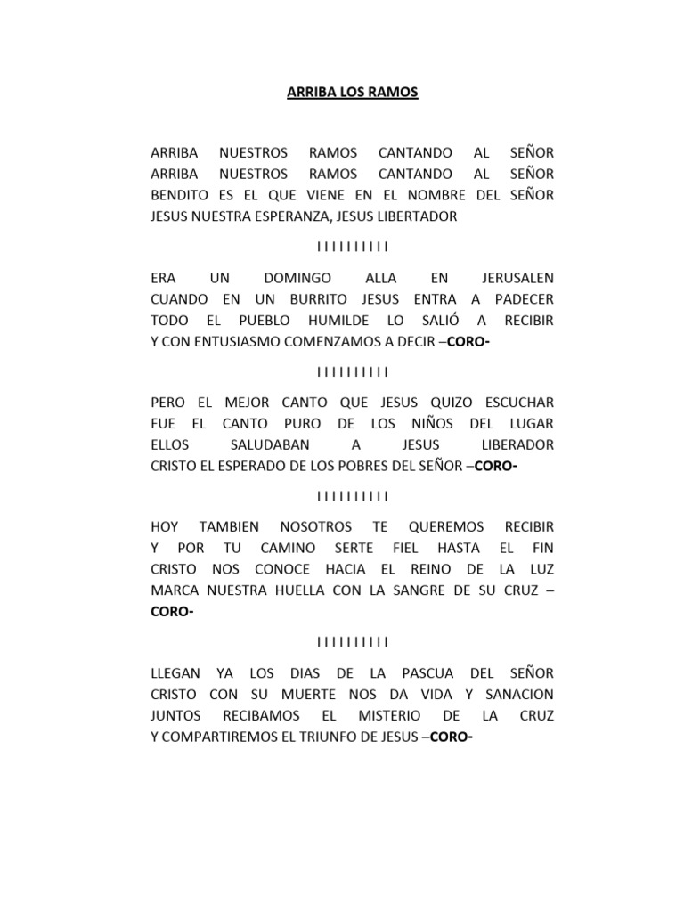 Letra y acordes de "Arriba Nuestros Ramos" | PDF