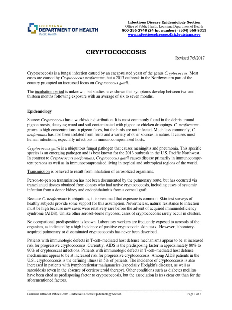 Cryptococcosis Manual | PDF | Infection | Causes Of Death