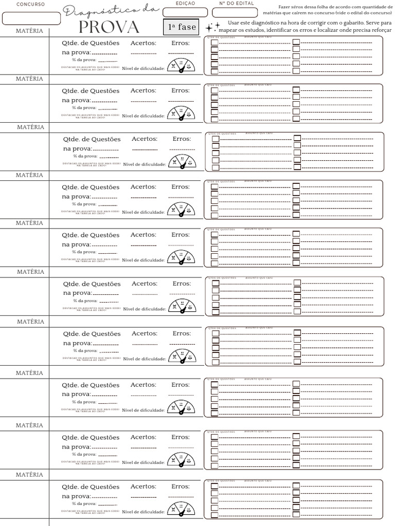 Mapeamento de Prova e Simulados (Para 1 Fase Preambular) | PDF