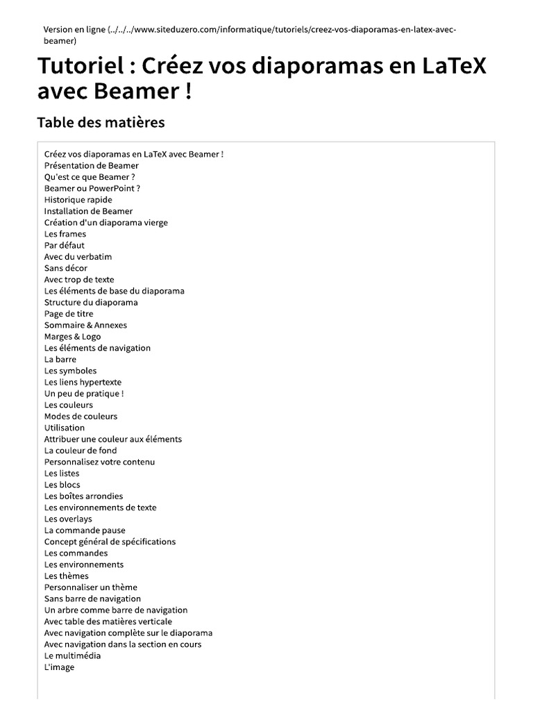 Tutoriel - Créez Vos Diaporamas en LaTeX Avec Beamer ! | PDF