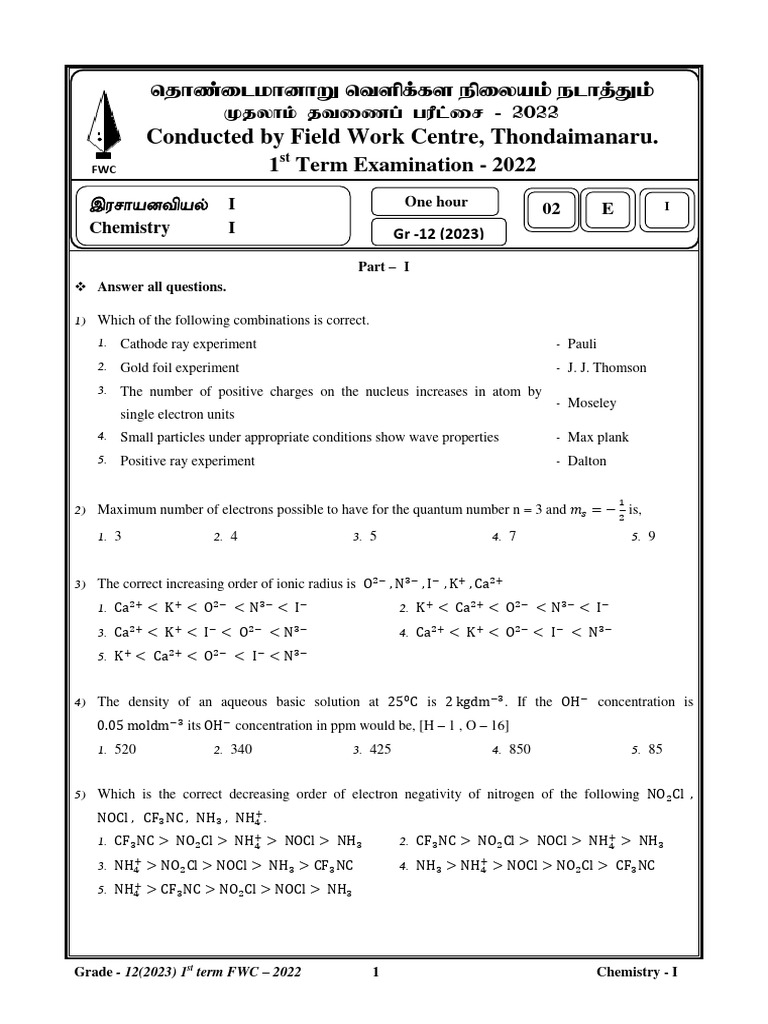 Chemistry Grade 12 - I EM | Download Free PDF | Chemistry | Chemical Bond