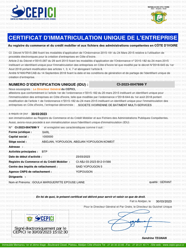 CERTIFICAT_IDU_CI-2023-0047899 Y | PDF