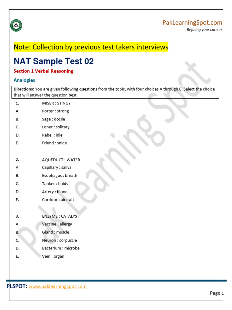 NTS NAT Sample Paper 2 | PDF | Indus River | English Language