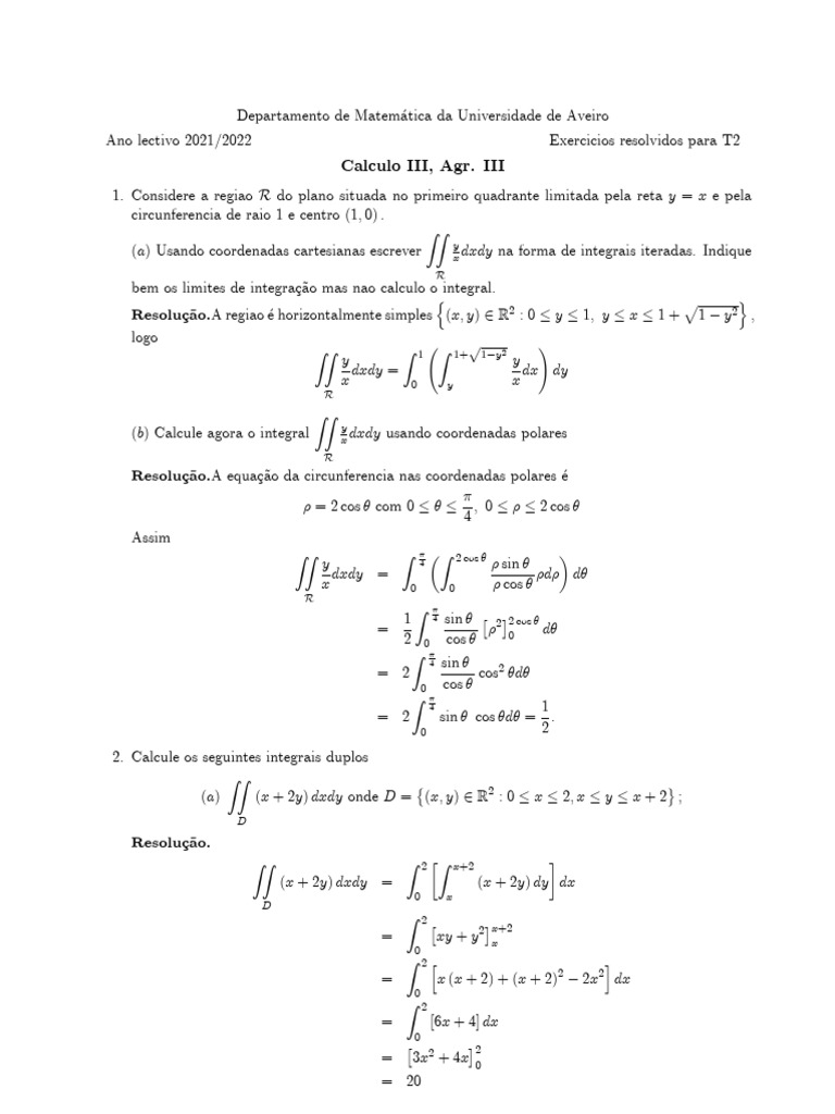 Resol Ex Integrais Multiplos | PDF