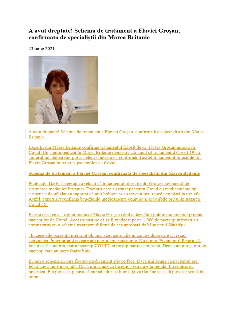 Schema de Tratament A Flaviei Groșan | PDF
