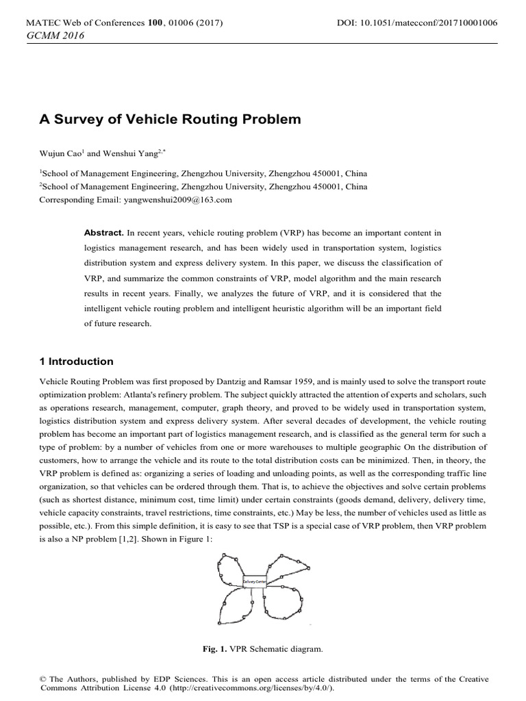 A Survey of Vehicle Routing Problem | PDF | Mathematical Optimization | Genetic Algorithm