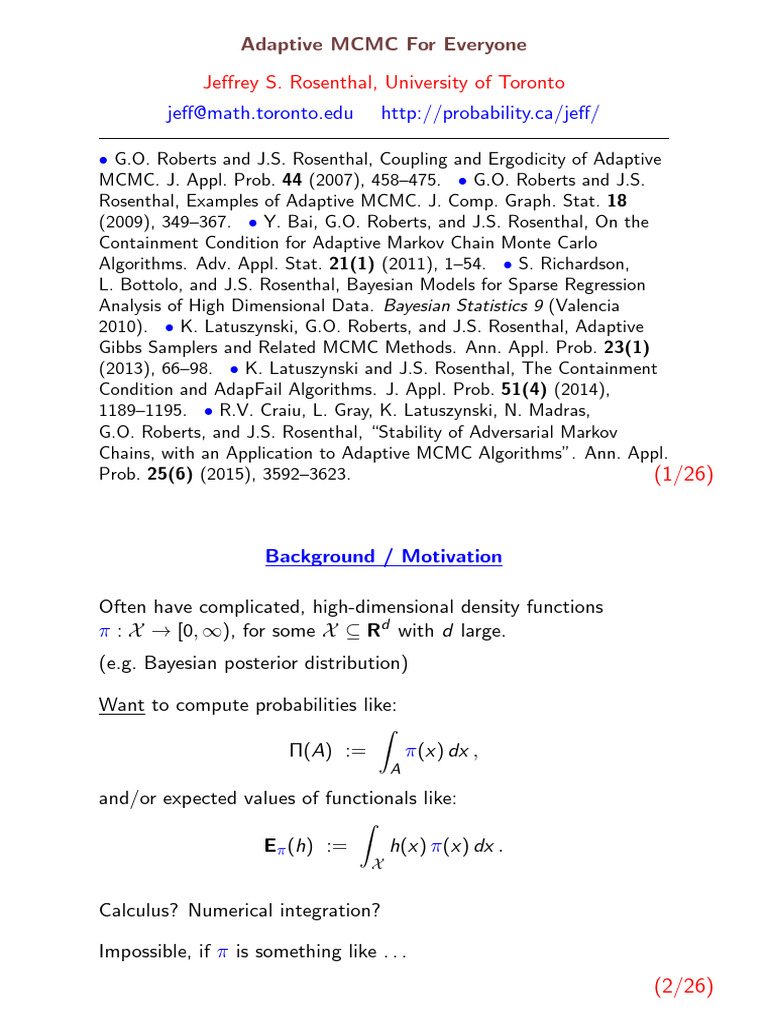 Adaptive MCMC For Everyone | PDF | Markov Chain | Statistical Theory