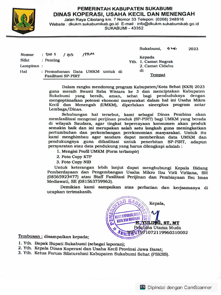 Surat Permohonan Data UMKM | PDF