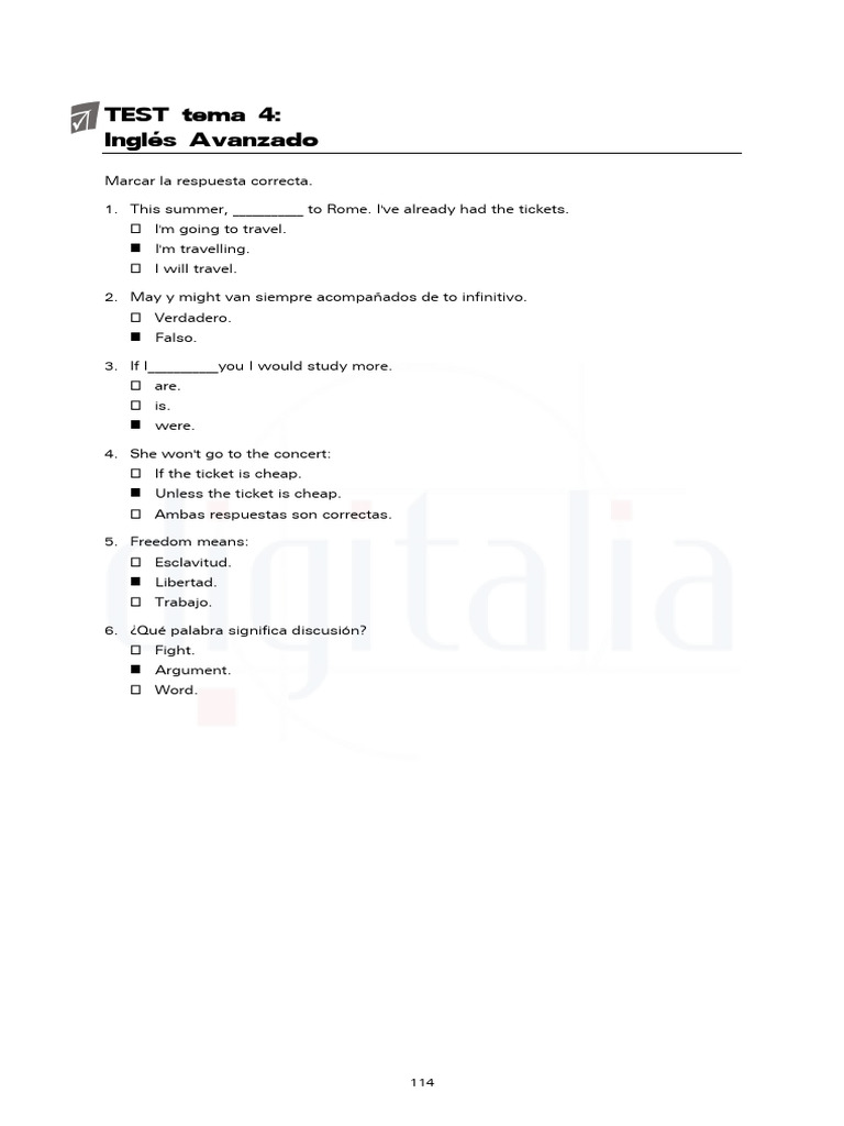 Test Inglés Avanzado | PDF