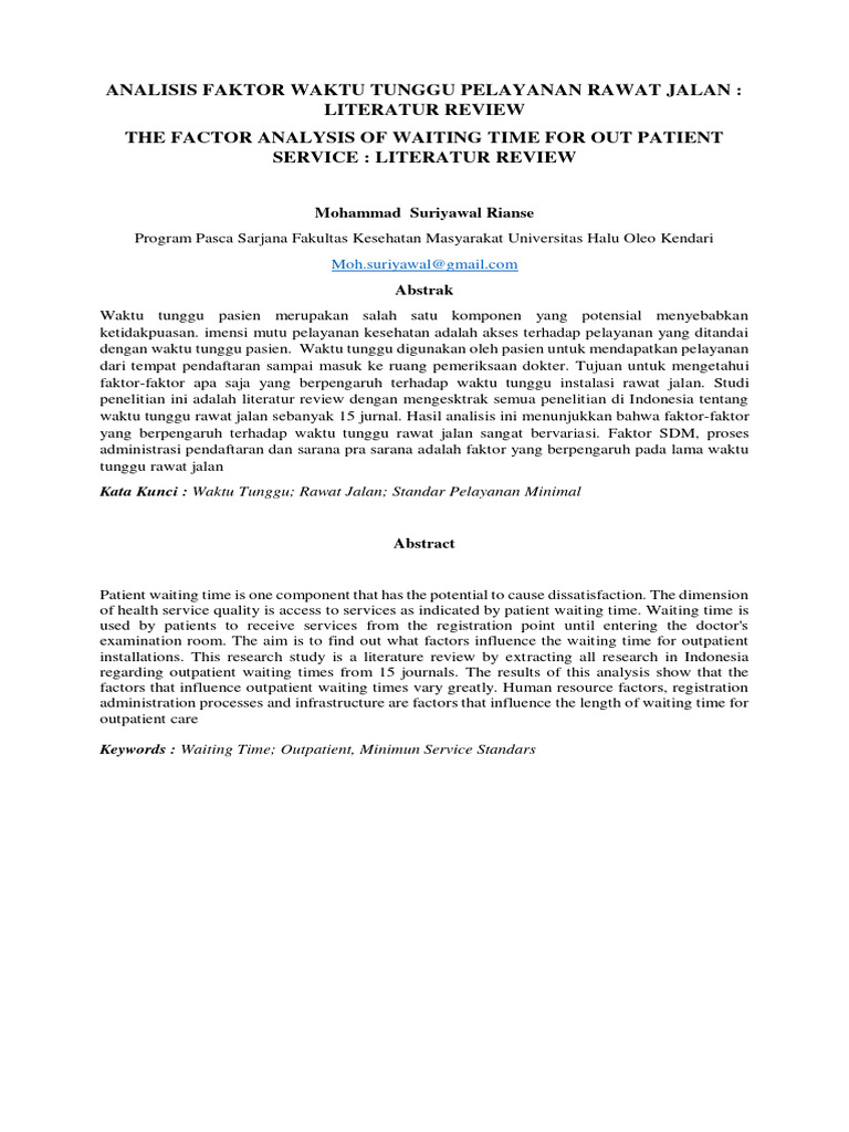 Analisis Waktu Tunggu Rawat Jalan | PDF