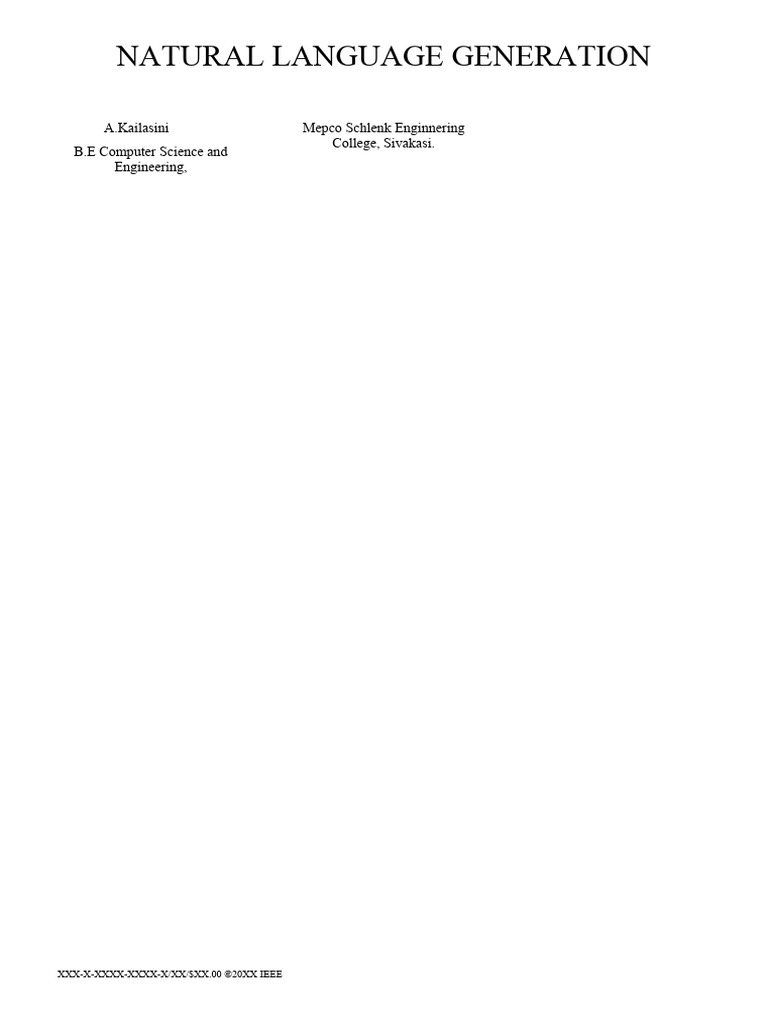 Natural Language Generation Overview | PDF