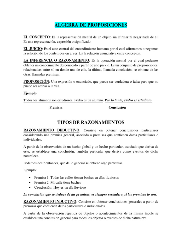 Algebra de Proposiciones | PDF
