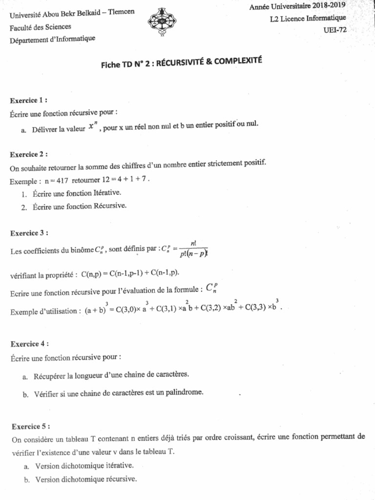 TD2 Algorithmique | PDF