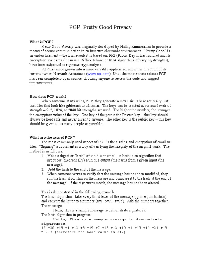 PGP: Pretty Good Privacy | PDF