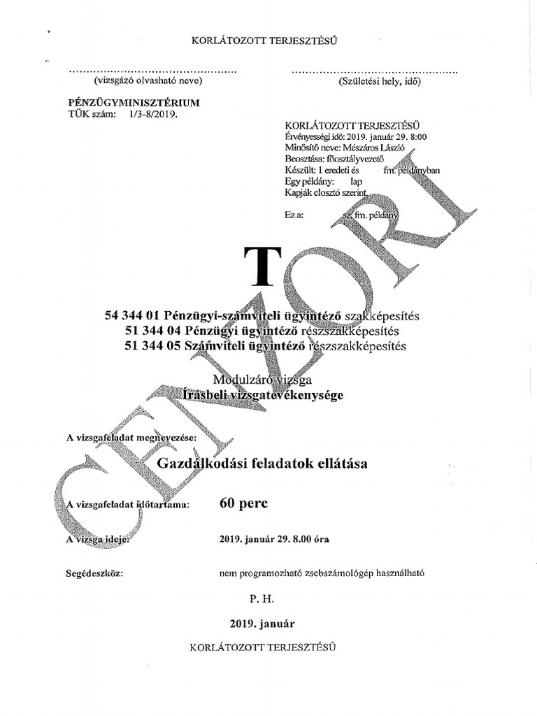 Gazdálkodási Feladatok 2019 01 29 T | PDF