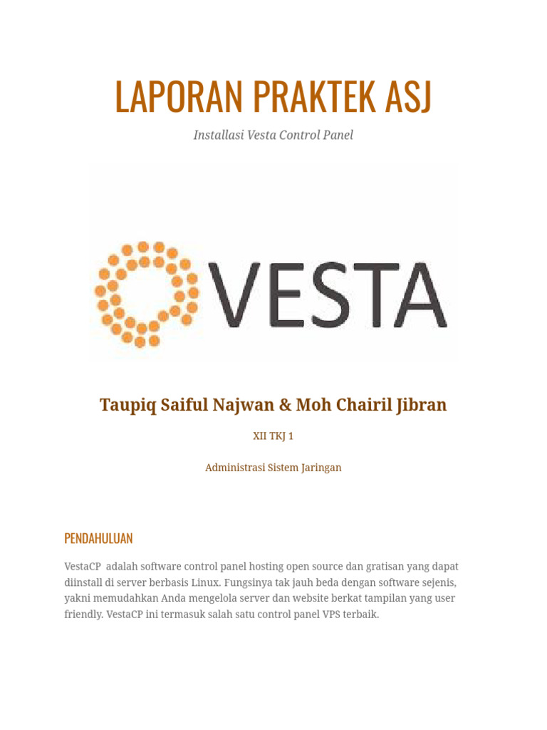 Cara Menginstal Vesta Control Panel | PDF