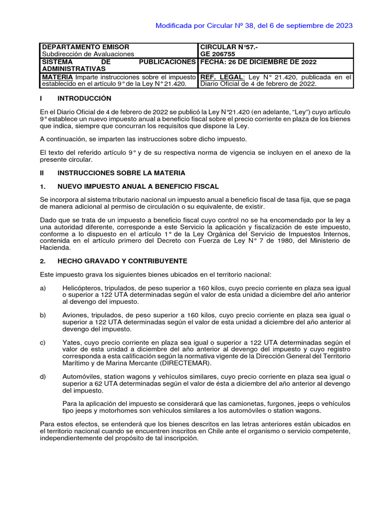 Instrucciones sobre nuevo impuesto 21.420 | PDF | Finanzas y dinero