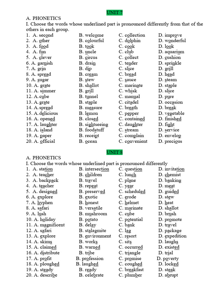 NG Âm E9 (Unit 7-12) N | PDF