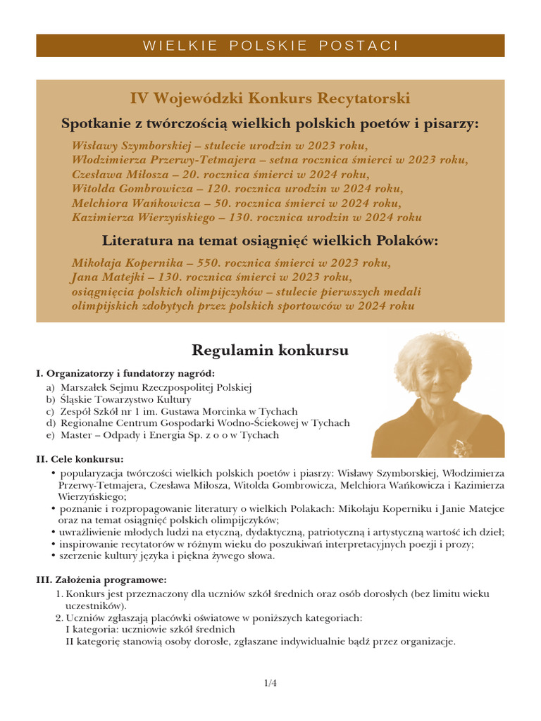 konkurs recytatorski 2023-2024 | PDF