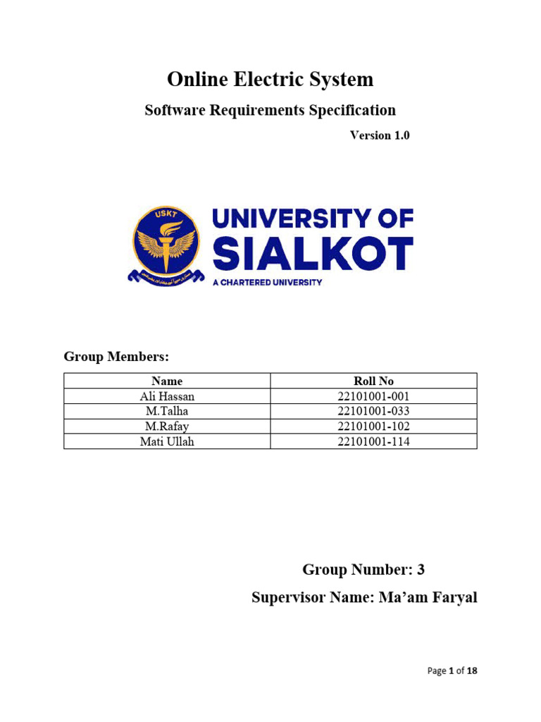 Online Electric System SRS Document | PDF | Software Development Process | Use Case