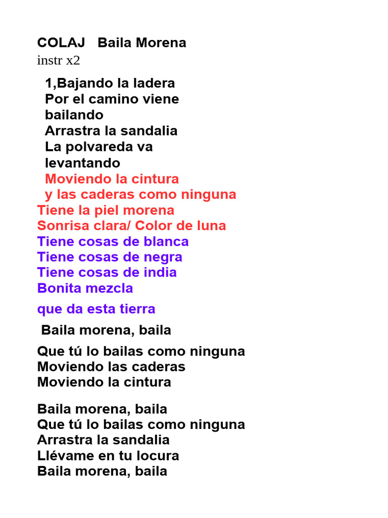 COLAJ Baila Morena | PDF