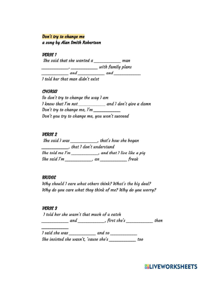 Song Personality Adjectives | PDF