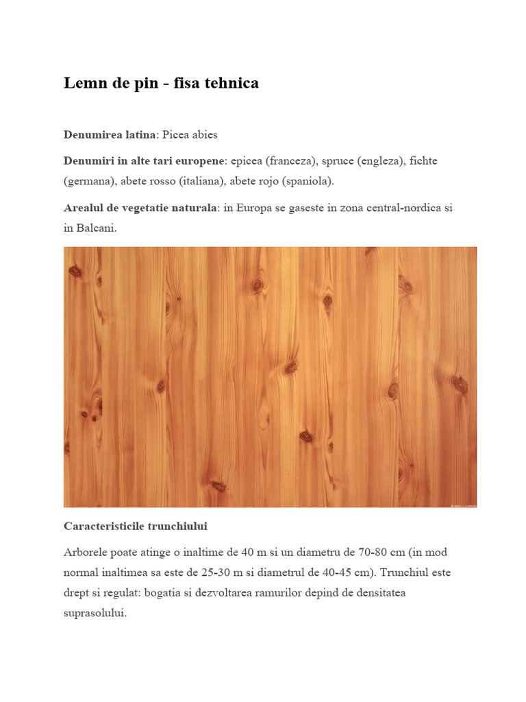 Fisa lemn de pin | PDF