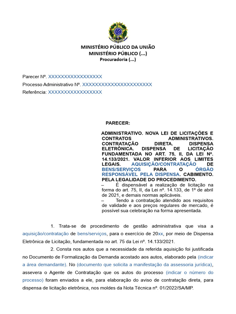 7.MODELO Parecer Juridico Inicial - Revisado | PDF | Justiça | Crime e ...