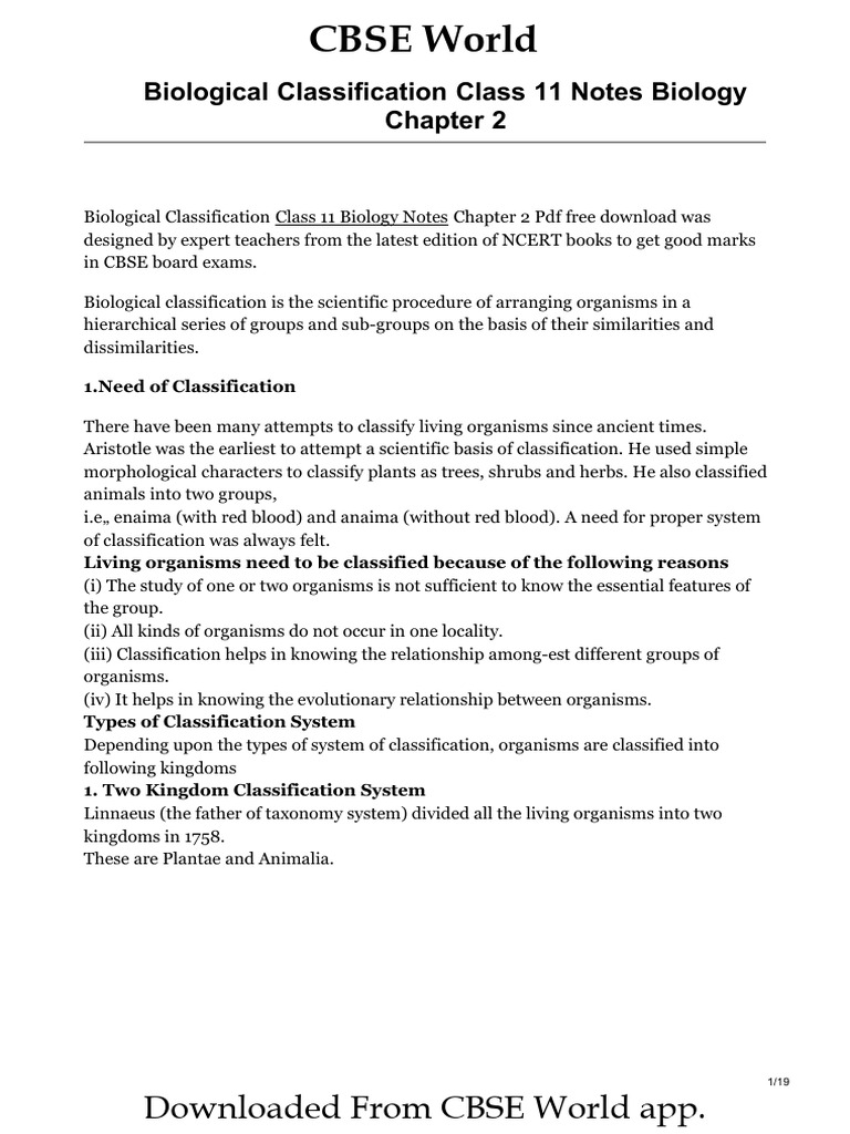 Biological Classification Class 11 Notes Biology Chapter 2-Min | PDF ...