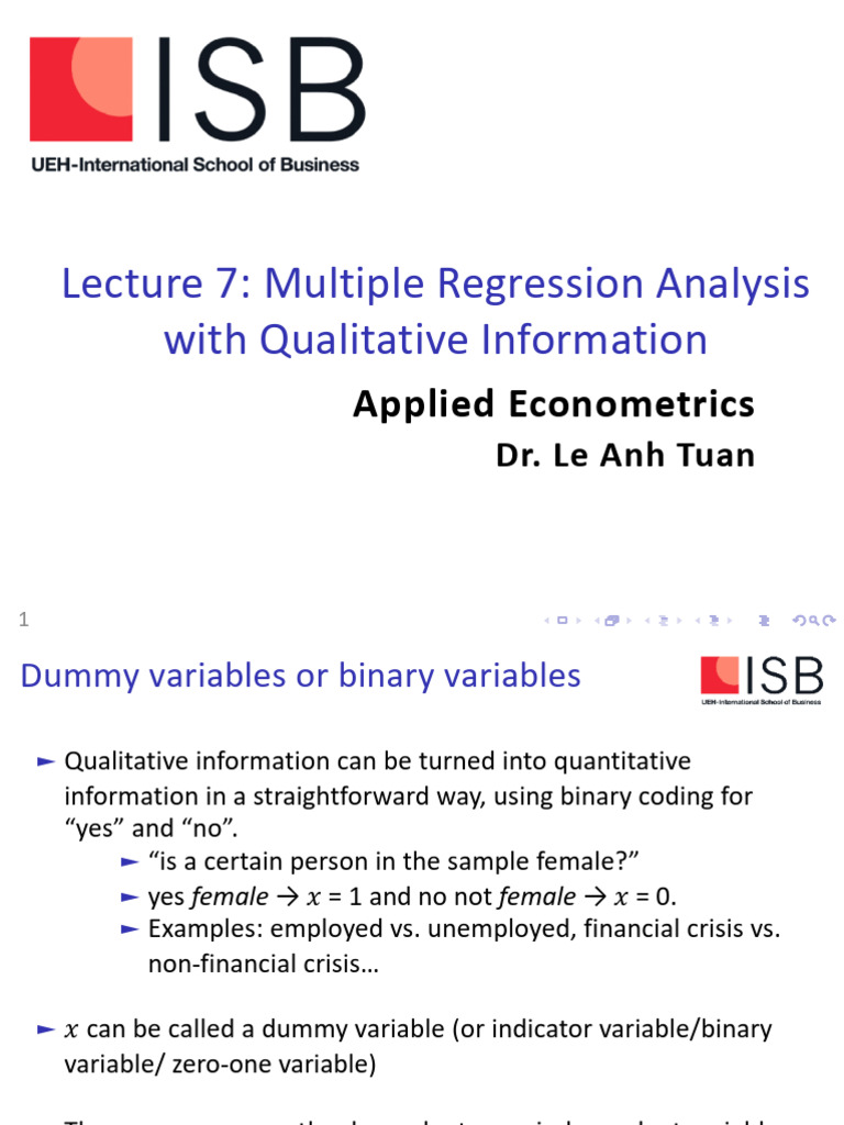 AE_2023_Lecture7 | PDF | Coefficient Of Determination | Dependent And Independent Variables