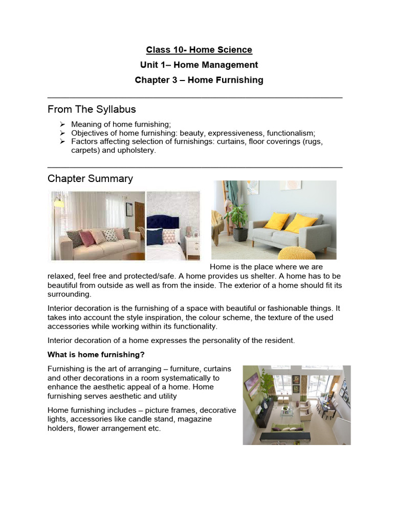 Chapter 3 - Home Furnishing | PDF