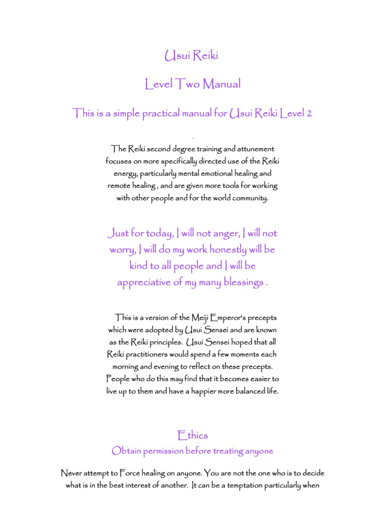 Usui Reiki Level 2 Manual Overview | PDF | Self-Improvement
