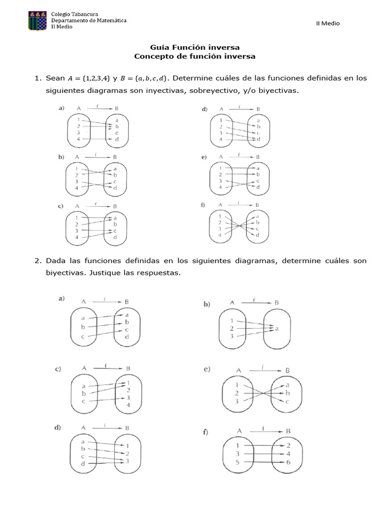 Guía Función Inversa | PDF | Función (Matemáticas) | Fuerza