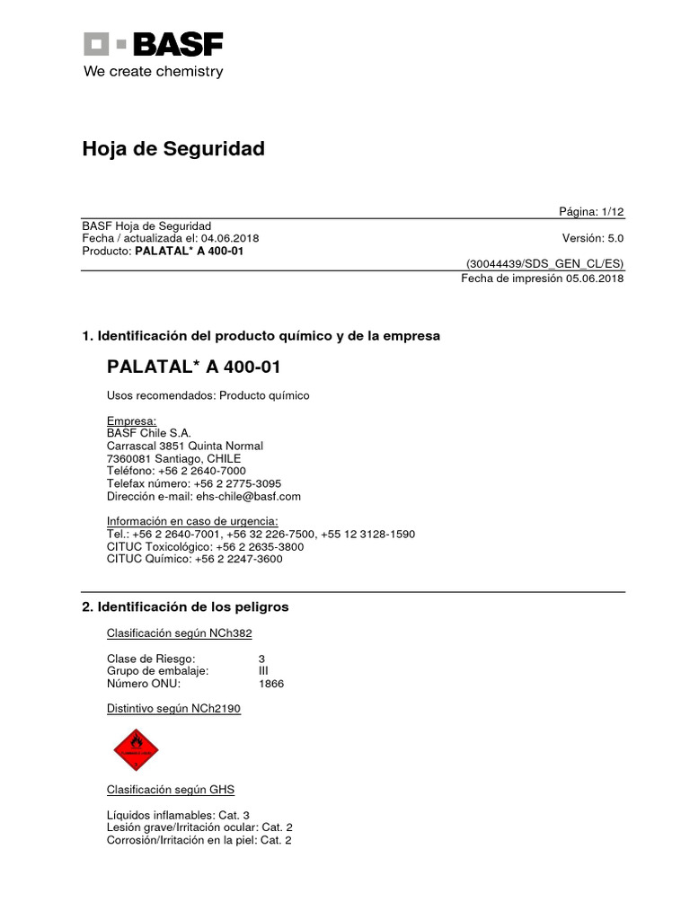 HS.-PALATAL-A-400-BASF | PDF | Química | Ciencias fisicas