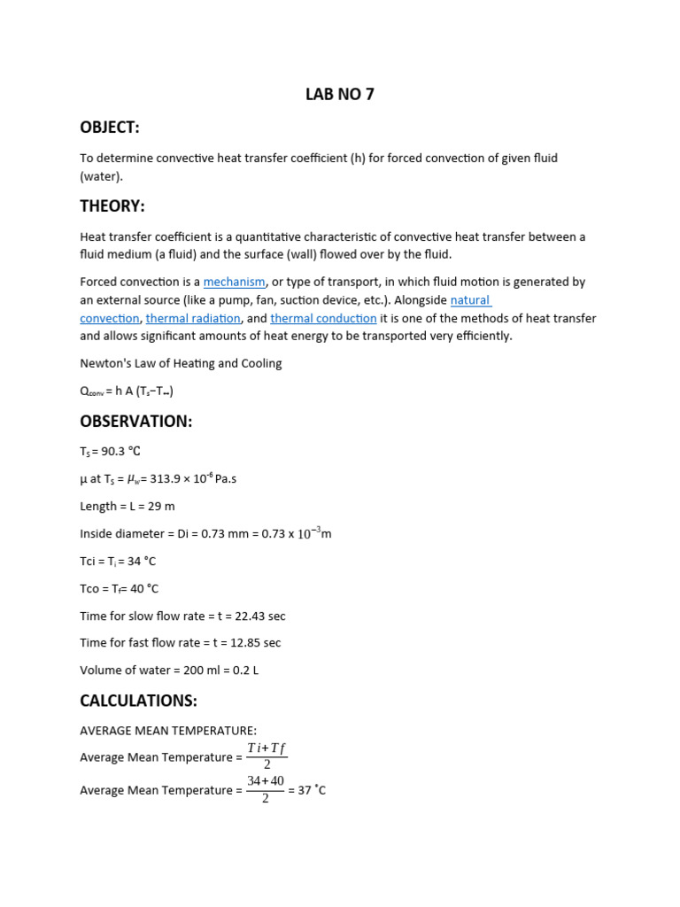 Lab No 7 | Download Free PDF | Heat Transfer | Convection