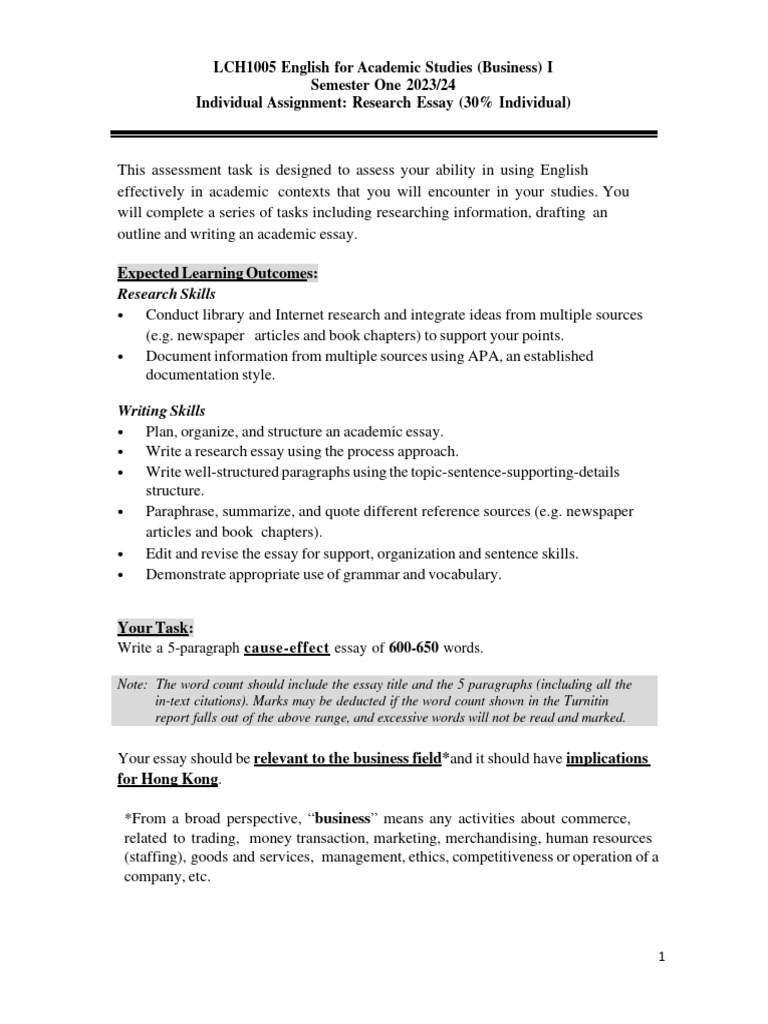 LCH1005 Research Essay Guidelines | PDF | Turnitin | Essays